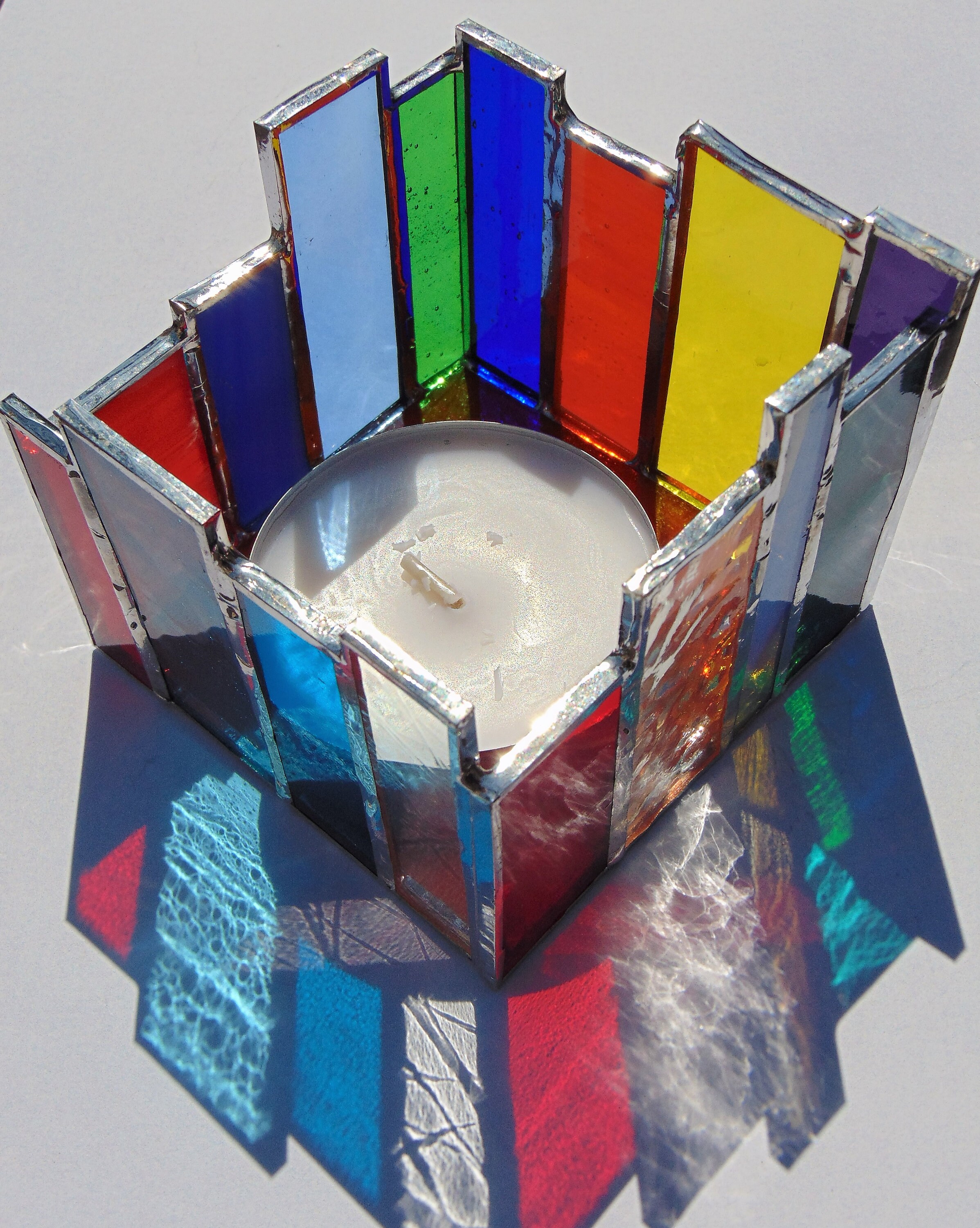 Set of 2 Multi-colored Candle Holders 3x3 Candle Included - Etsy