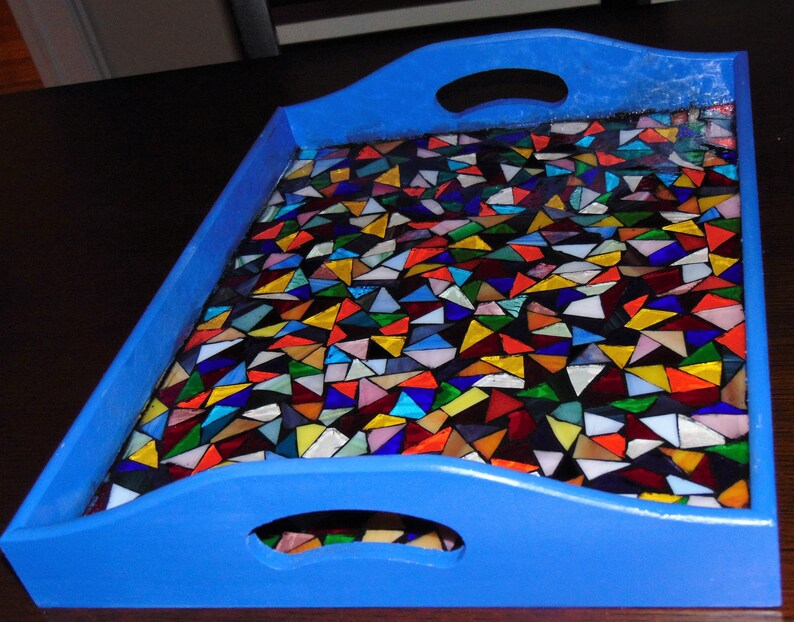 Small Blue/multicolored Mosaic Trays - Etsy