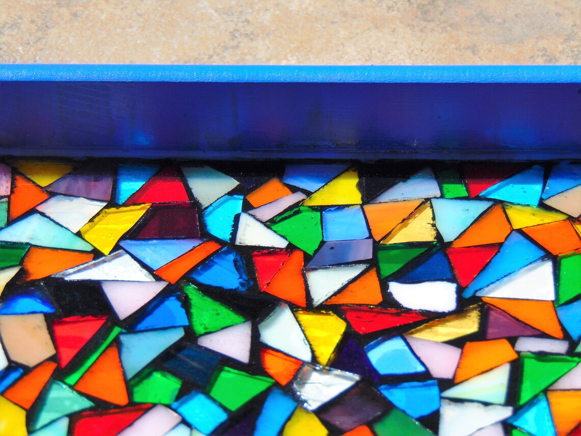 Small Blue/multicolored Mosaic Trays - Etsy