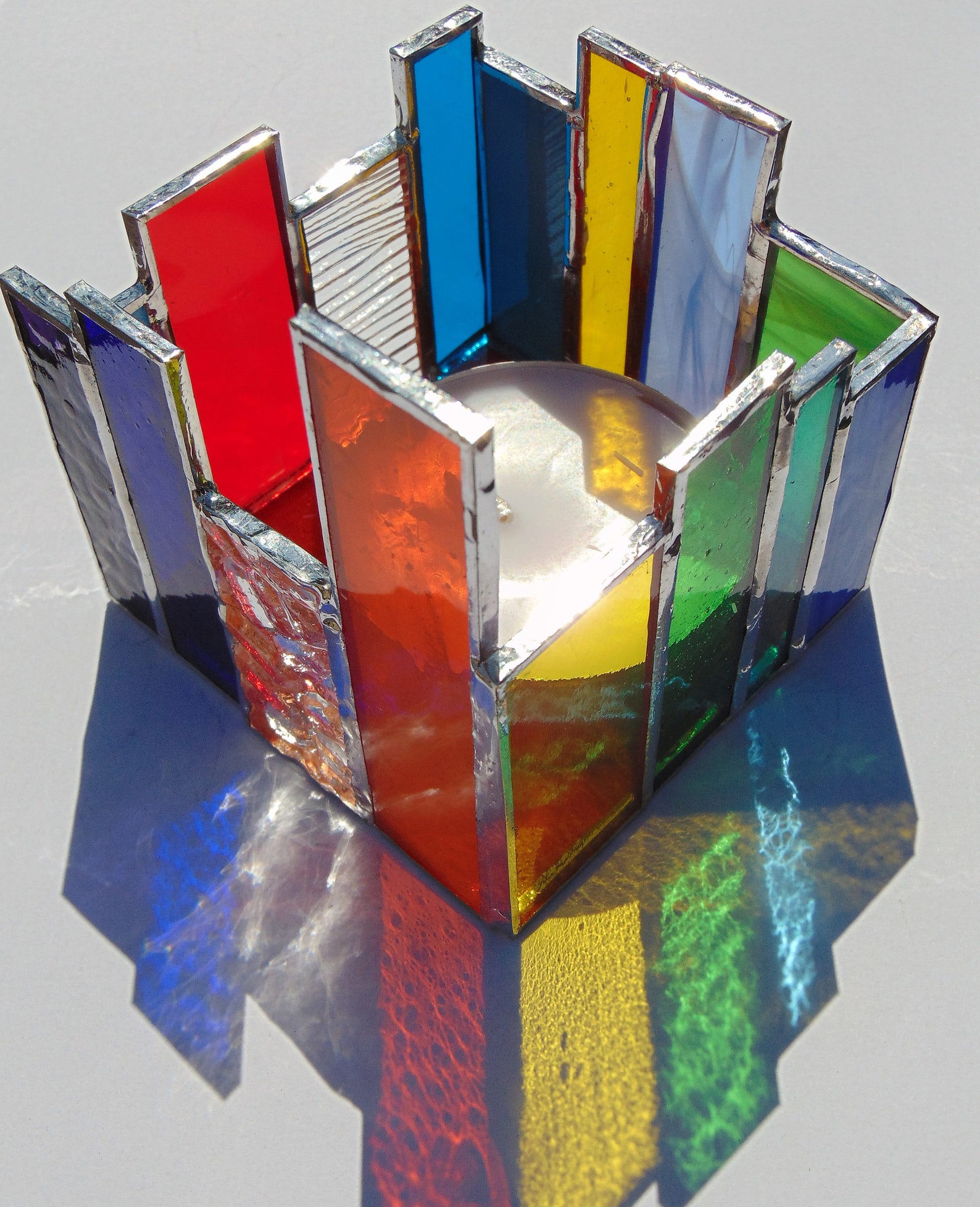 Set of 3 Multi-colored Tea Candle Holders candles Included - Etsy