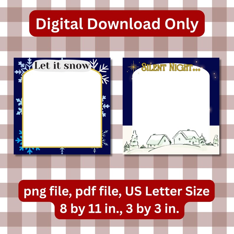 Printable Christmas Themed Sticky Notes Note Pad 3x3 Set of 6 ...