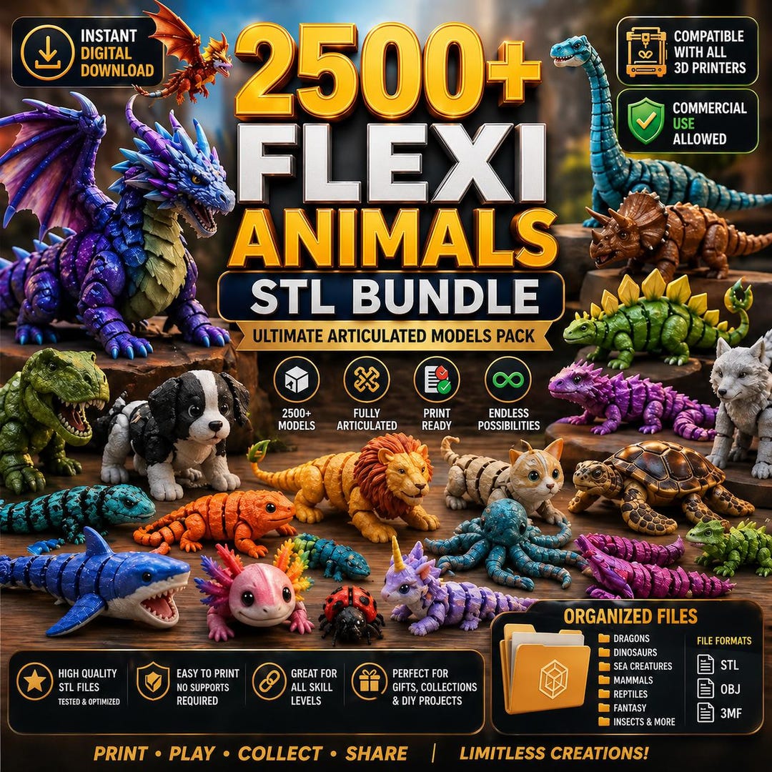 2500+ Flexi Animals STL Bundle | Articulated 3D Print Models | 3d ...