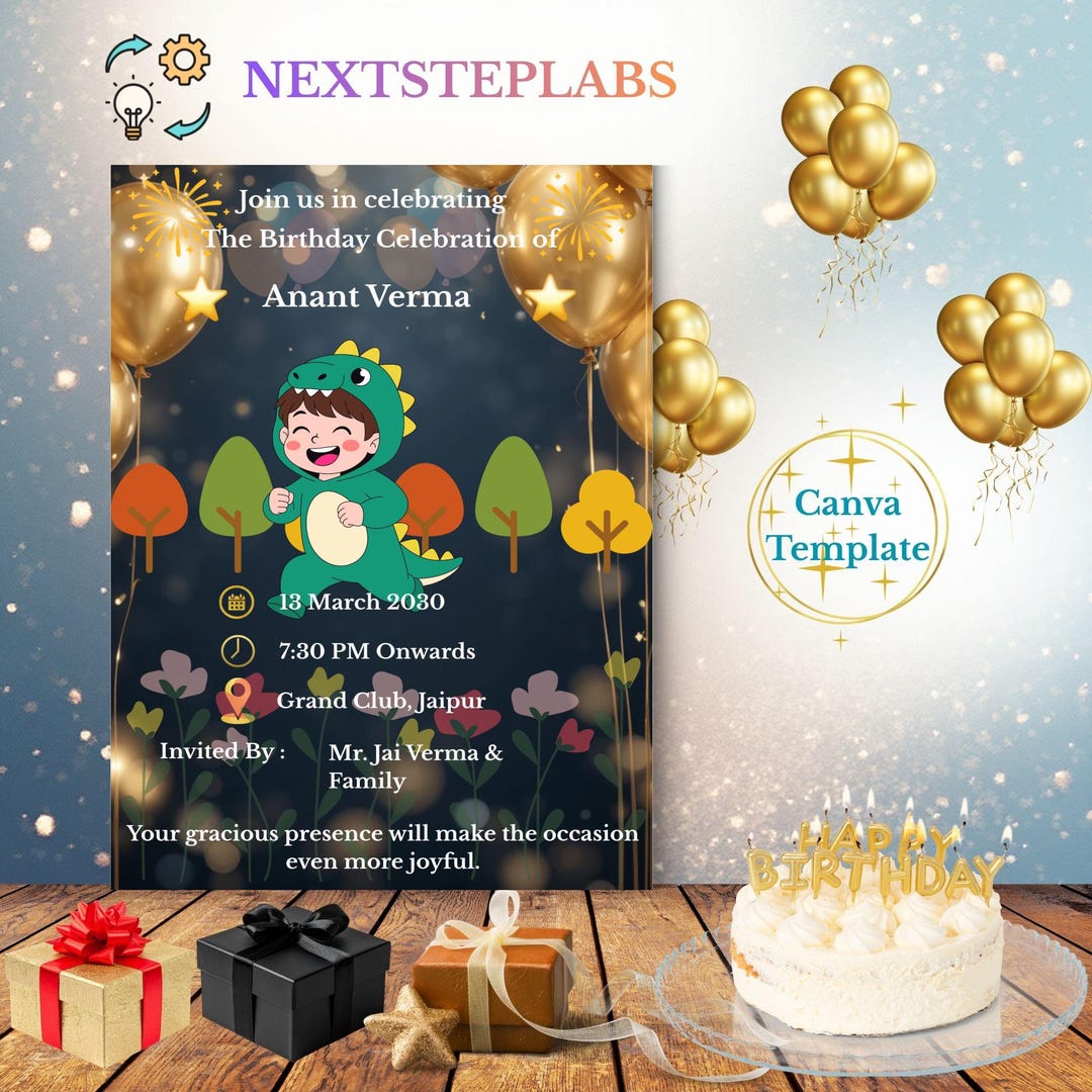 Editable Kids Birthday Invitation | Canva Template | Mobile & Print ...