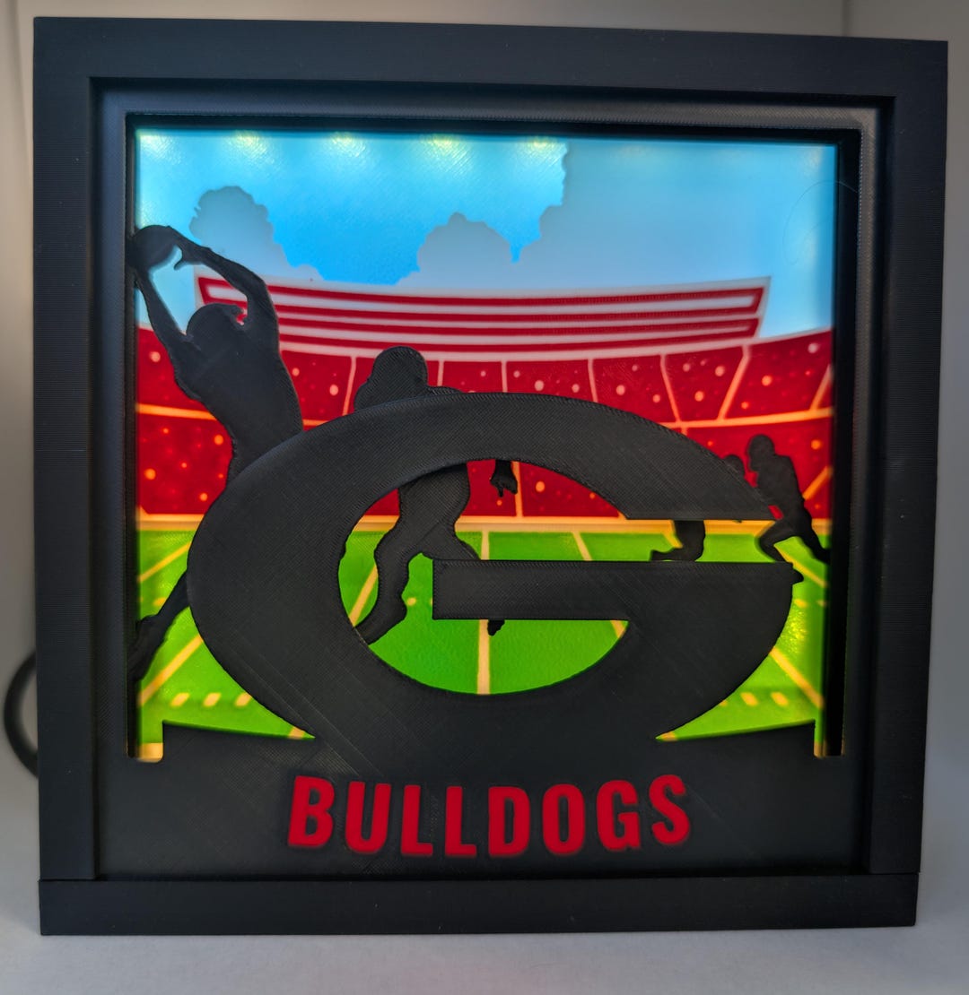 UGA Bulldogs Light Box | 3D Printed LED Desk Lamp | Georgia Fan Decor ...