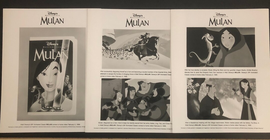Mulan Disney Original Movie Press Photo 1990s - Etsy