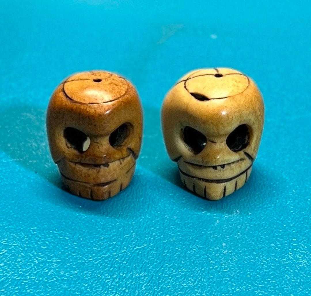 Nepal Tibet Buddhist Carved Yak Bone Citipati Skull Ornament Talisman ...