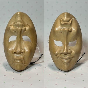 Vintage Balinese Mask, Two Sided Faces, Happy Sad, Comedy Tragedy, Hand ...
