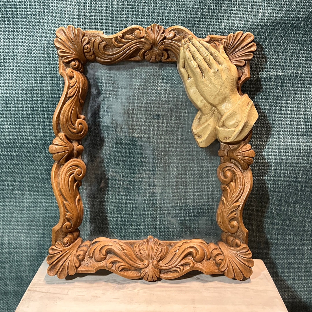 Religious Praying Hands Christian Molded Plastic Vintage 10x12” Frame ...
