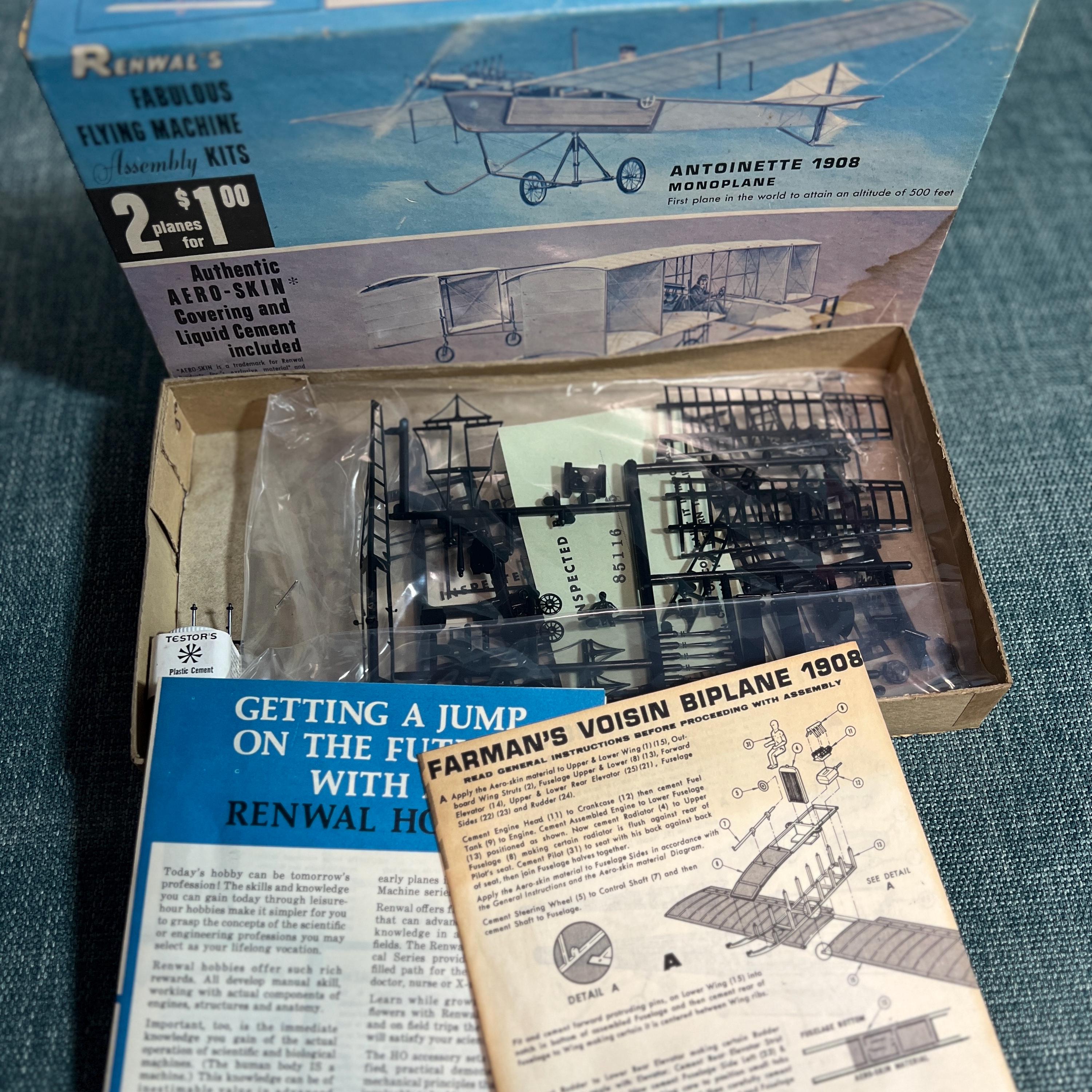 Renwal #212-100 Antoinette 1908 Monoplane & Voisin Farman 1908 Biplane ...