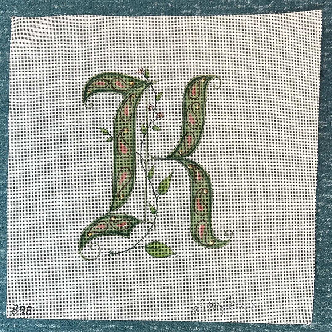 Vintage Sandy Jenkins "elegant Alphabet” Letter K #898 Needlepoint Kit ...