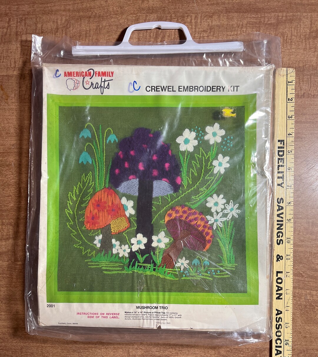 American Family Crafts Crewel Embroidery Kit “mushroom Trio” - Etsy