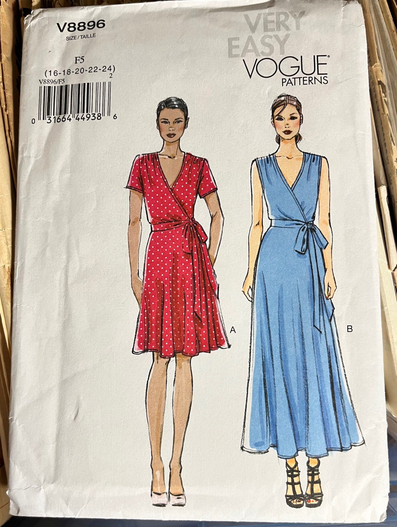 Very Easy Vogue Dress Pattern V8896 Size F5 16-18-20-22-24 - Etsy