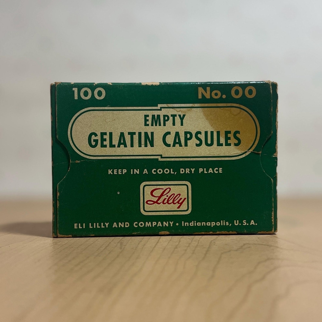 Vintage Empty Gelatin Capsules, Lilly No. 00 in Original Box - Eli ...