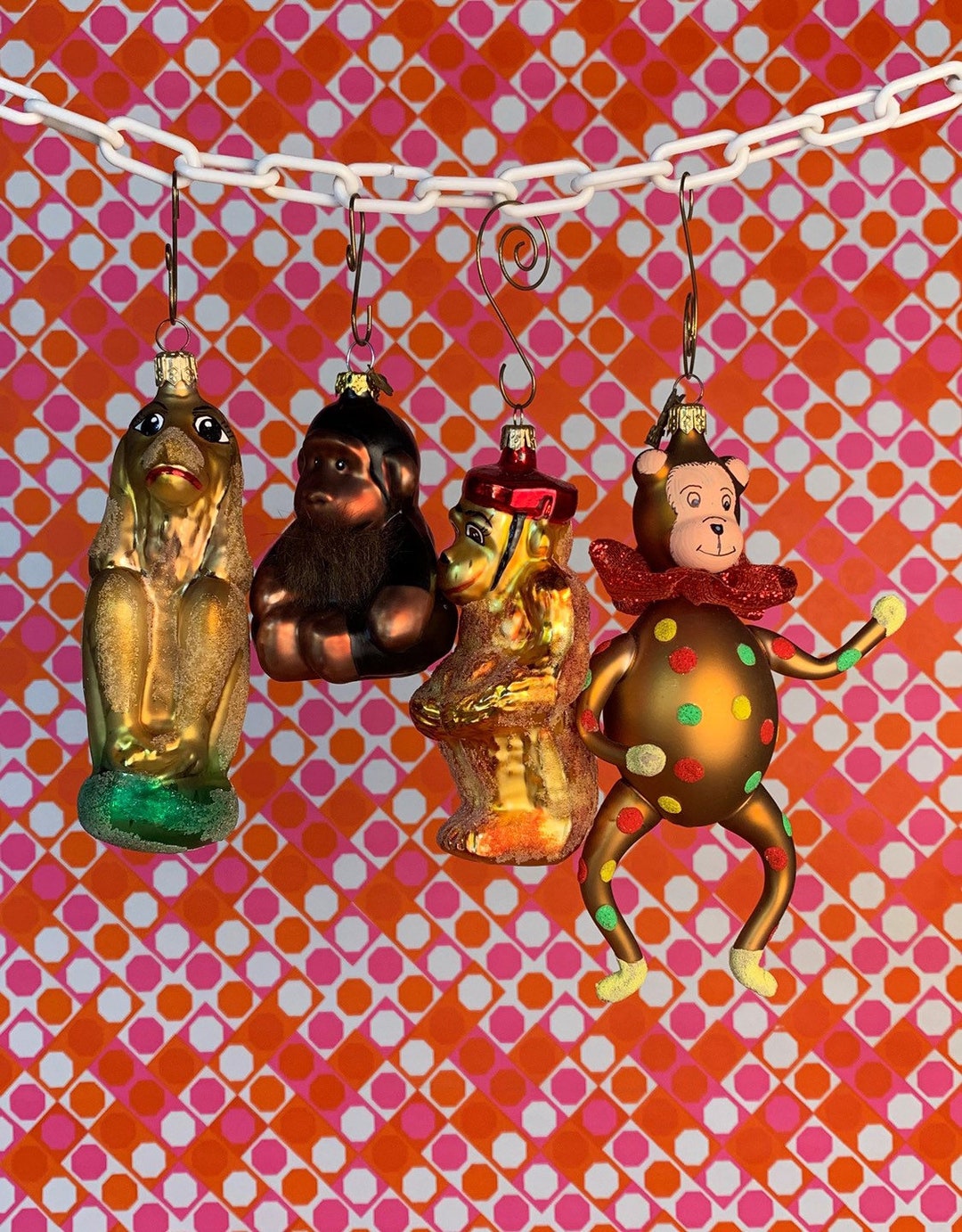 Lot Monkey Christmas Ornaments - Three Hand Blown Glass - Etsy
