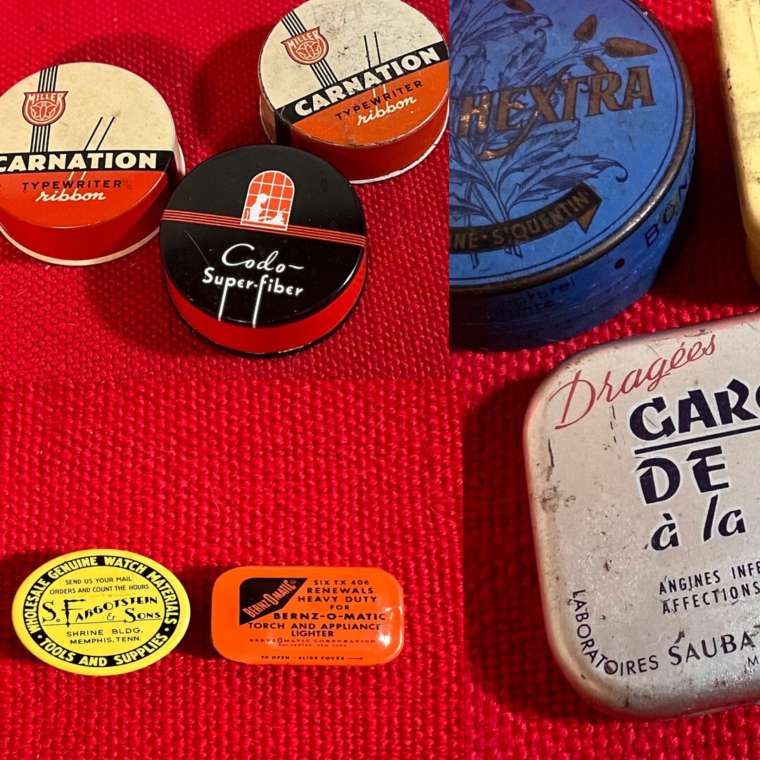 More Vintage Tins - French Tins - Typewriter Ribbon Tin - Mini Tins ...