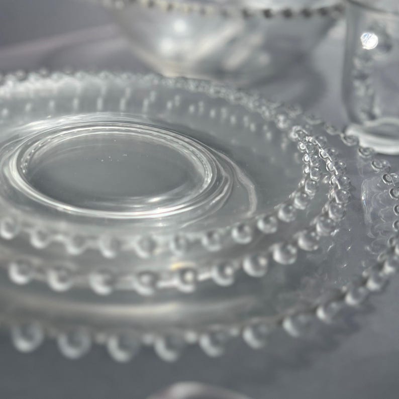 Vintage Imperial Candlewick Glass Plates, Cups, Coasters, Serving ...