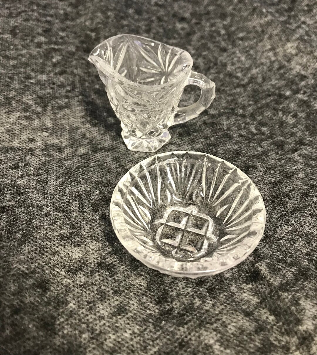 Vintage Glass Salt Dip Cellar and Tiny Glass Pitcher - Etsy