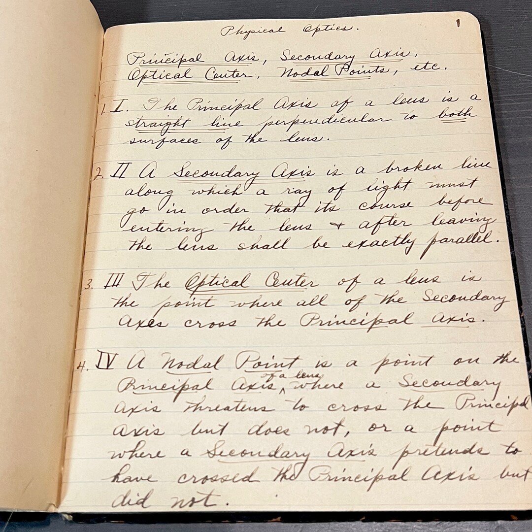 1920 Physics Notebook - Physical Optics - Gorgeous Handwritten School ...