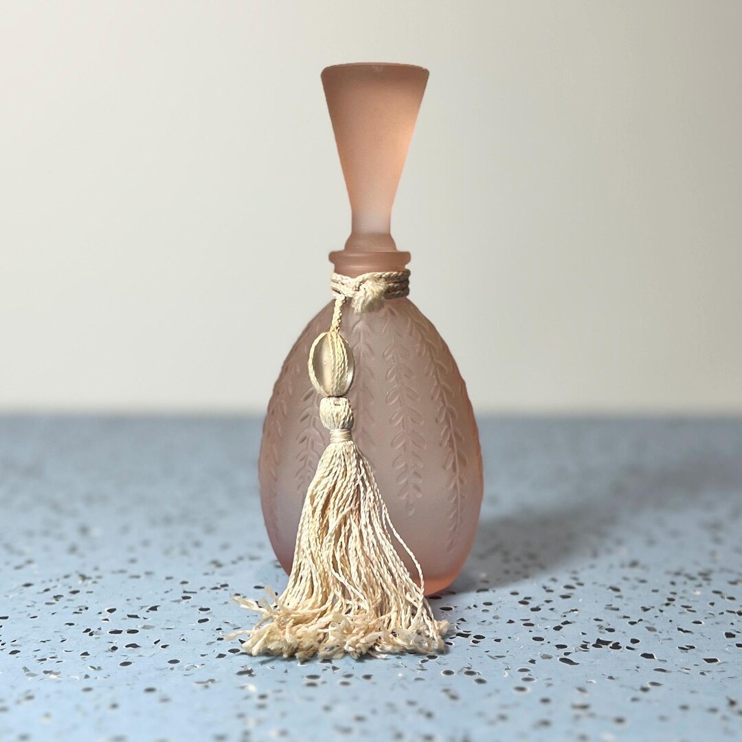 Pink Frosted Glass Decorative Perfume Bottle With Tassel by Balos - Etsy