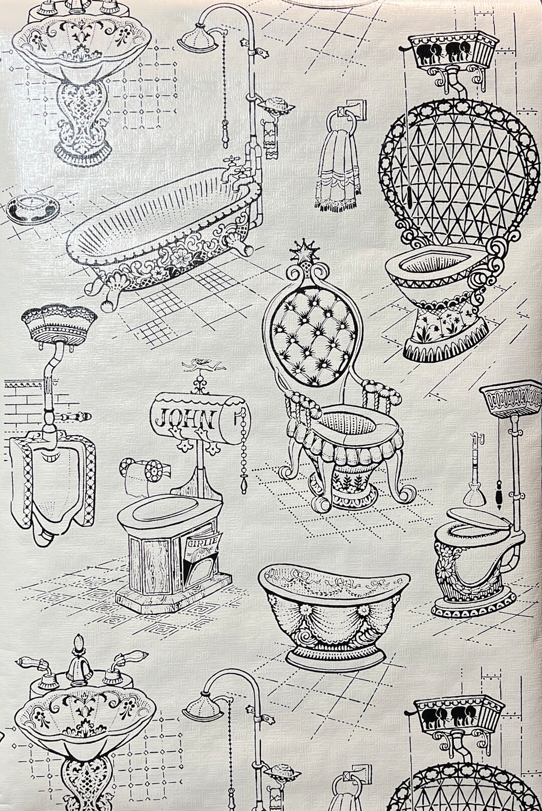 Vintage Partial Wallpaper Roll Bathroom Decor Easy Clean toilet Paper ...