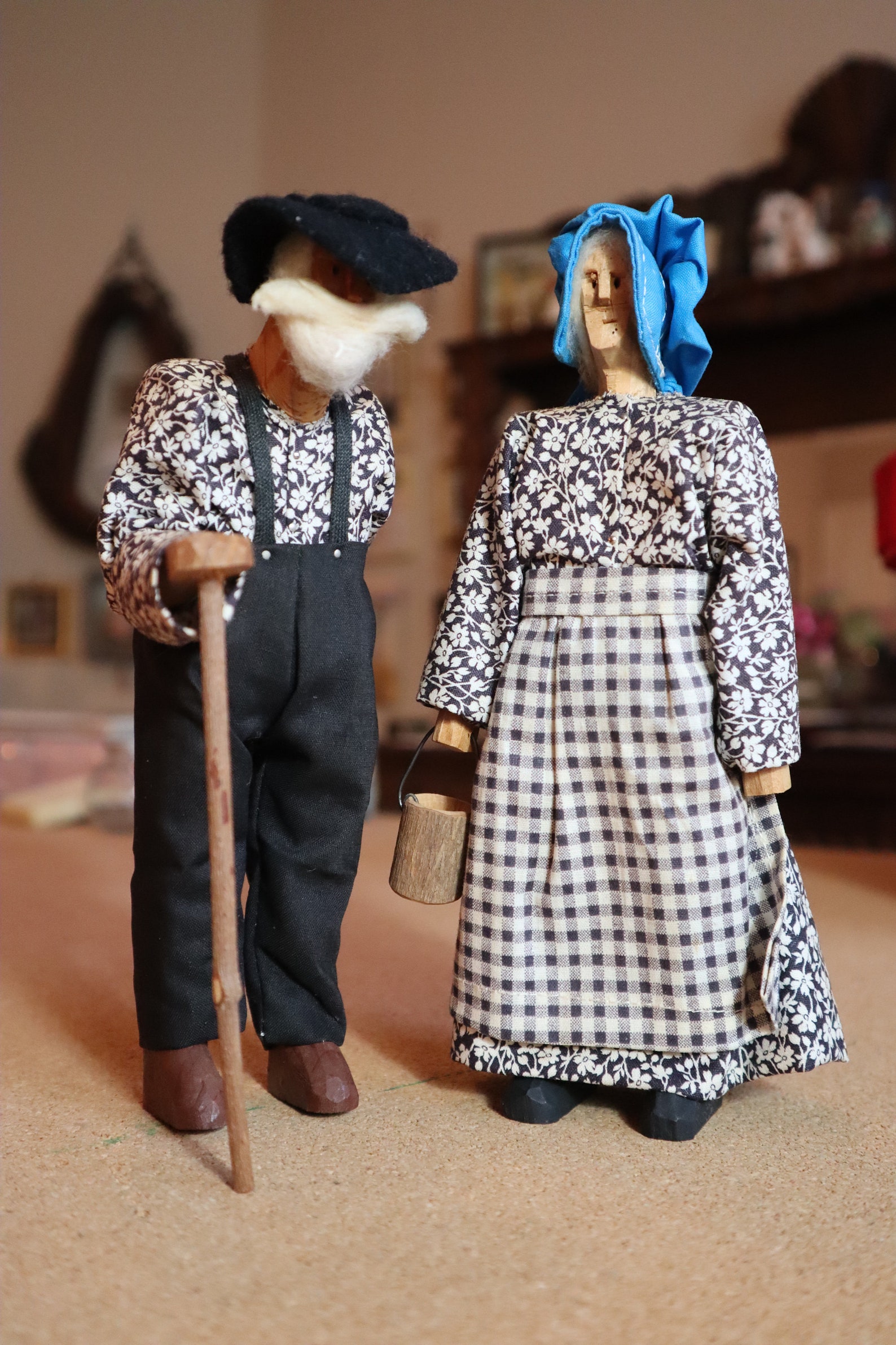Vintage Folk Art Granny and Pappy Dolls - Etsy