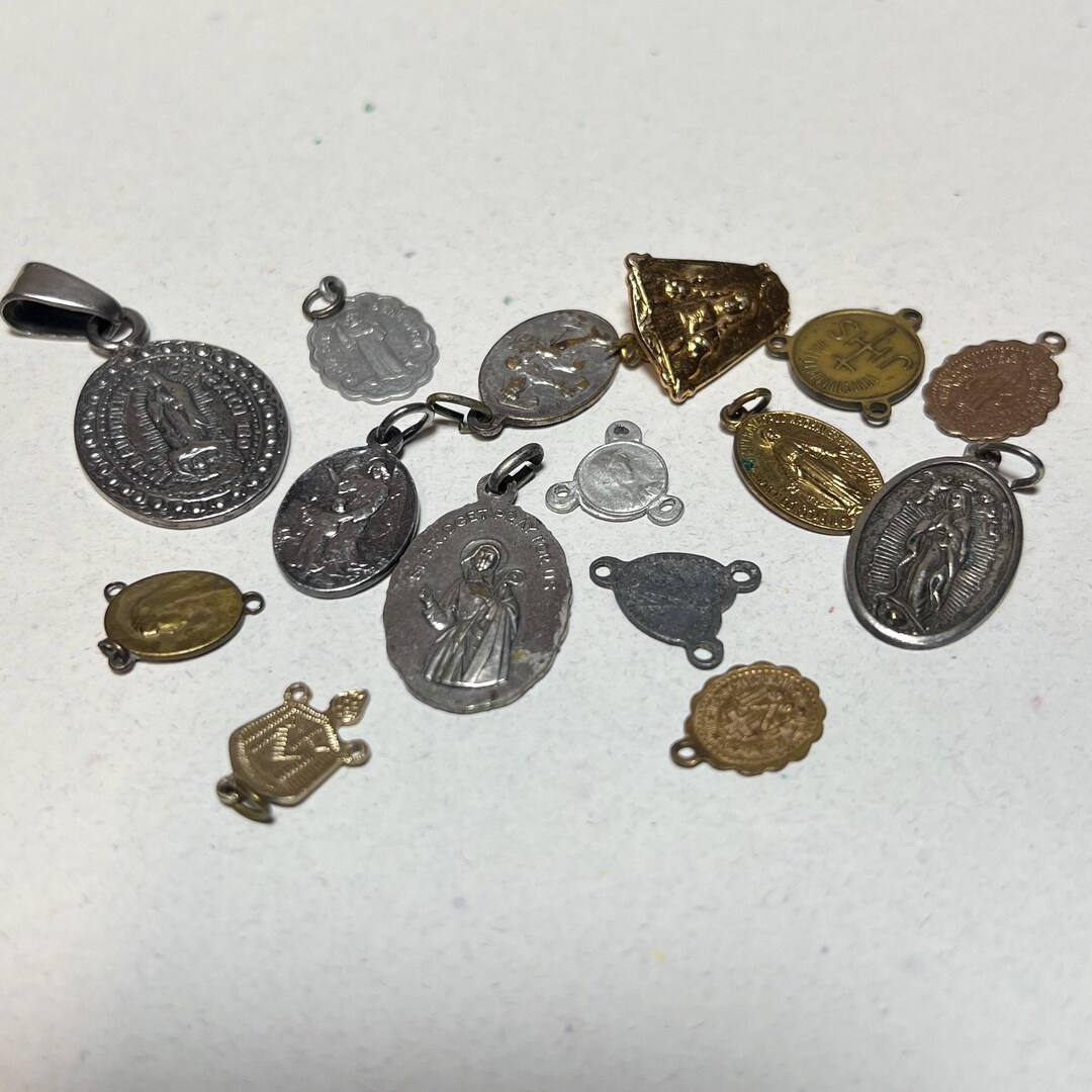 Vintage Large a Lot of Religious (catholic) Medallions, Rosary Parts ...