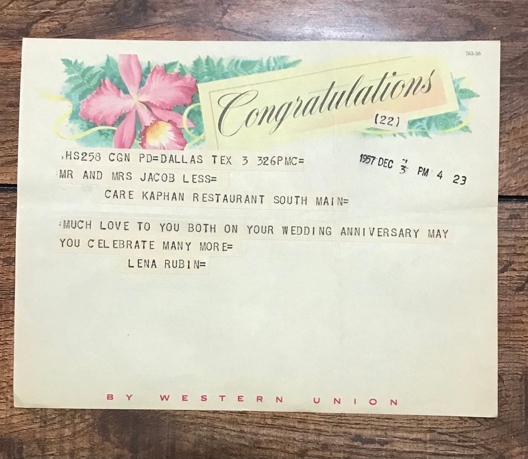 Western Union Telegrams/vintage Lot of 2 , Holiday and Congratulations ...