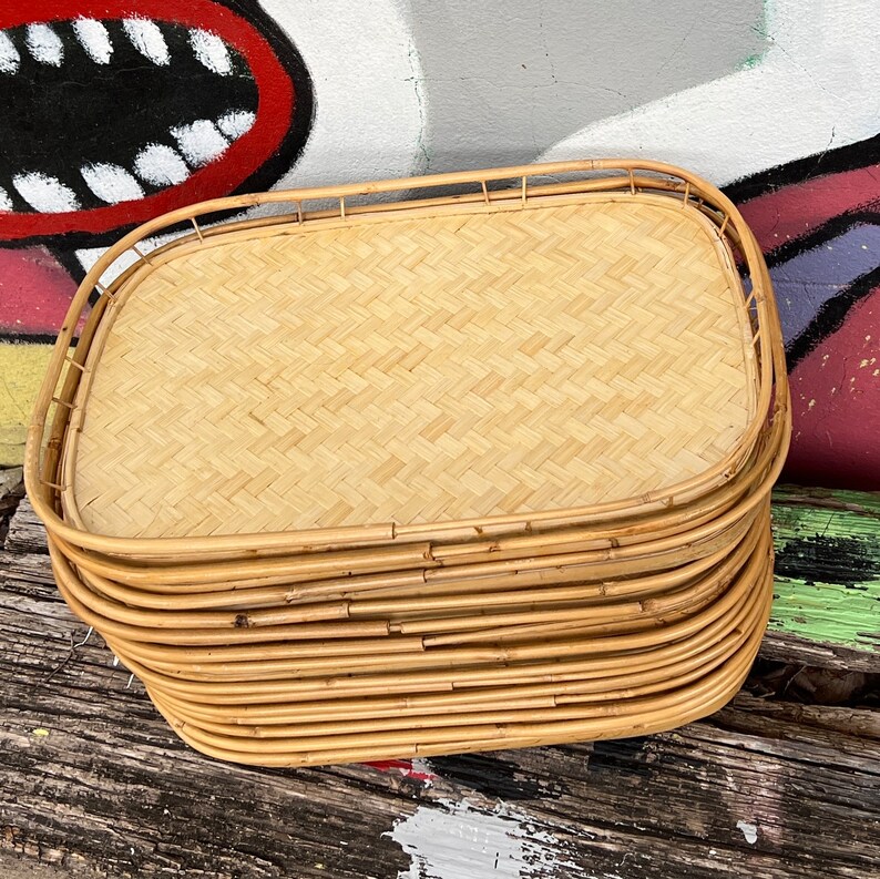 Vintage Bamboo Serving Trays - Etsy