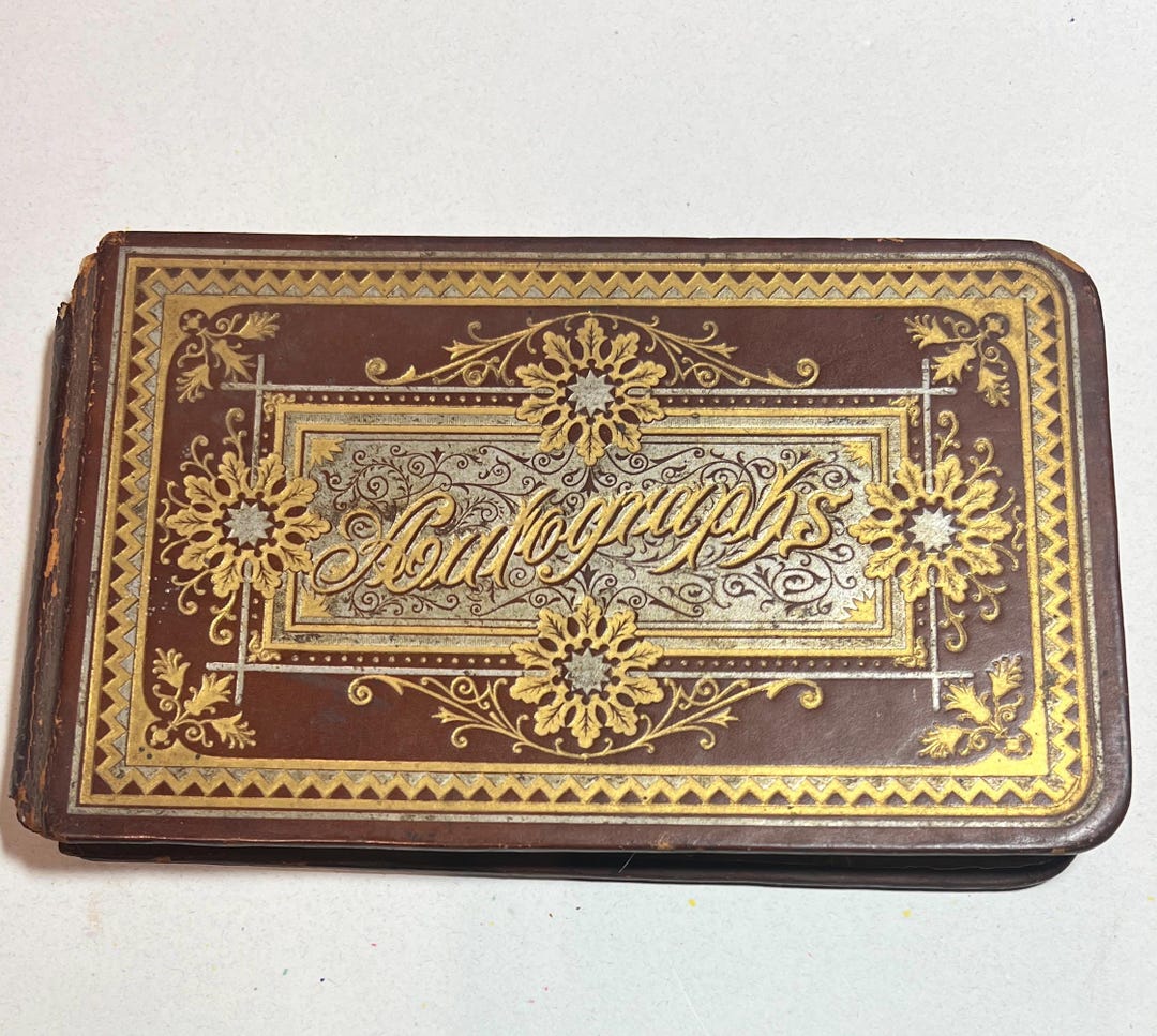 Victorian Antique Embossed Autograph Book Album With Entries From the ...