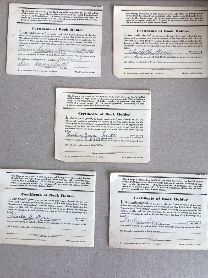 World War II Ration Book ONE 1942 Lot of 5 - Etsy