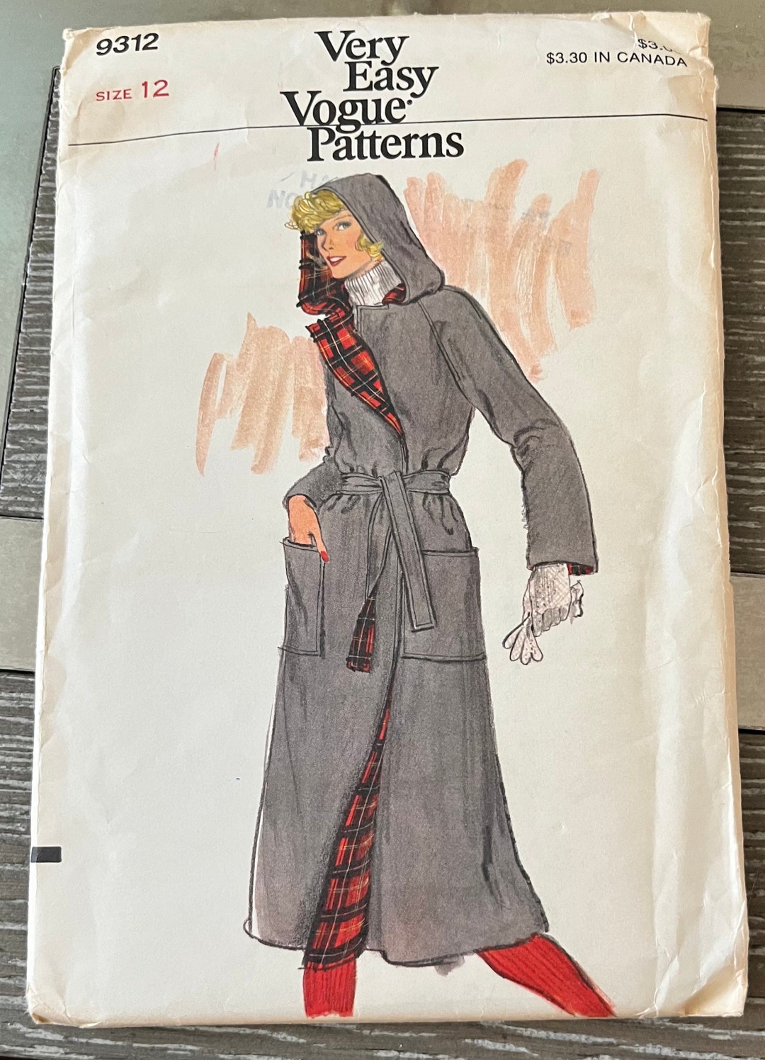 Very Easy Vogue Women's Wrap Coat Vintage Pattern 9312 - Size 12 - Etsy