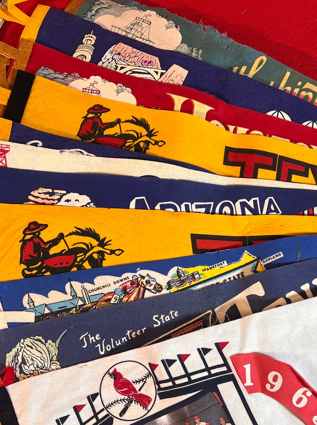 Fun Vintage Felt Souvenir Pennants, Texas, Arkansas, Kentucky ...