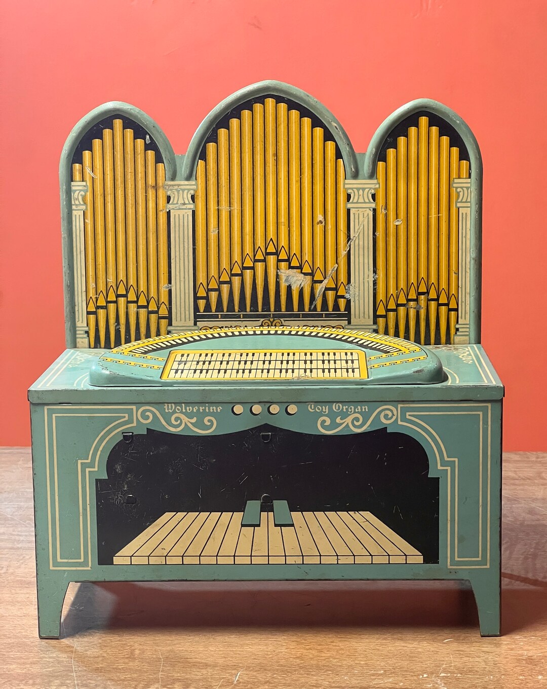 Vintage Wolverine Tin Litho Toy Organ *needs Repair - Etsy