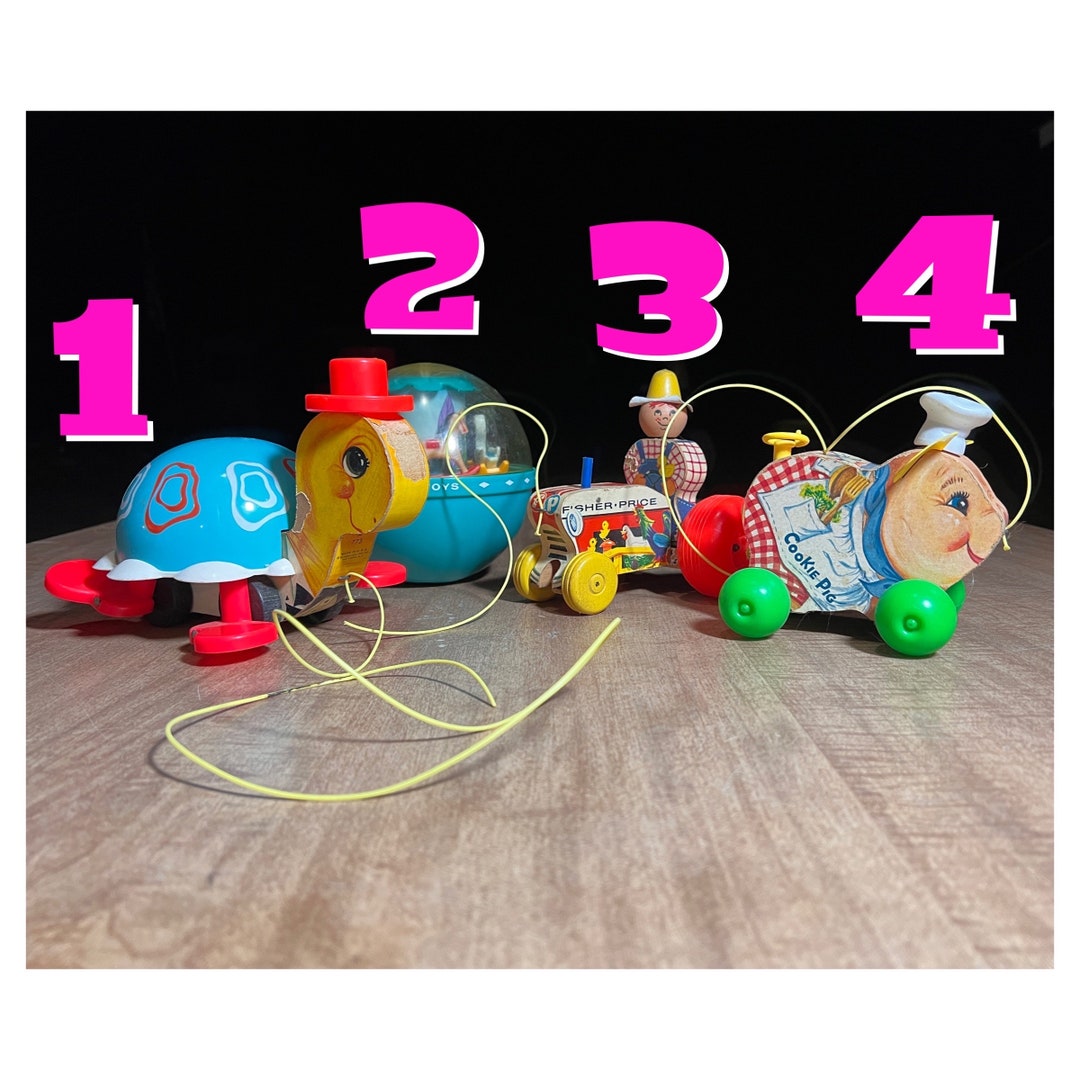 Fisher Price Vintage Baby Toys Tip Top Turtle, Cookie Pig, Farmer and ...
