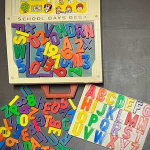 Vintage Fisher Price Toys School Days Desk Magnetic Alphabet Numbers ...