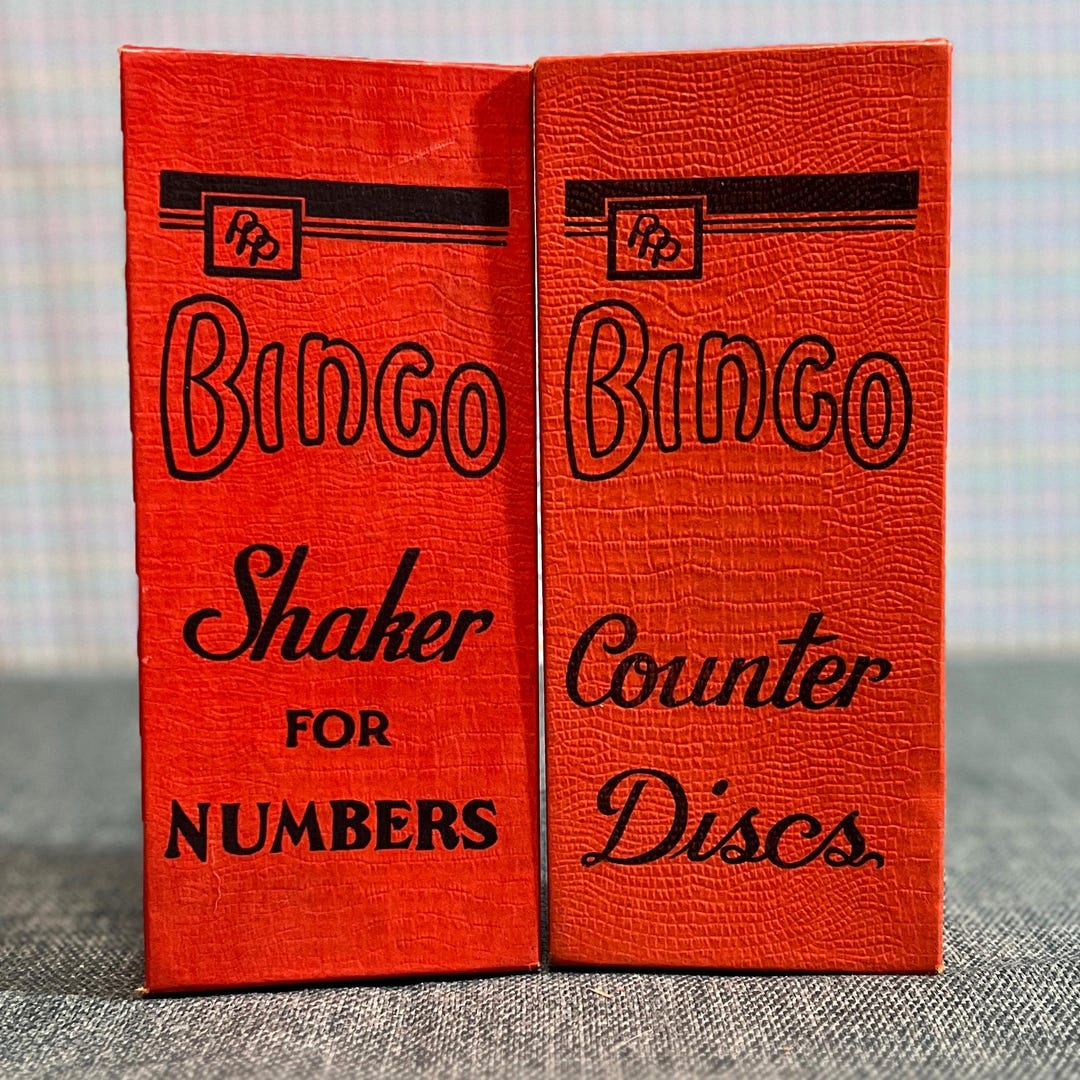 Vintage BINGO Wood Numbers and Wood Counter Discs in Original Box ...