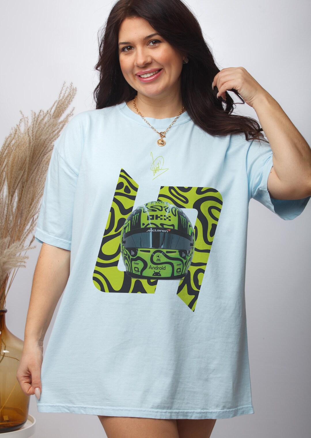 Lando Norris Mclaren F1 Tee, LN Signature Helmet Sweatshirt, Neon Lime ...