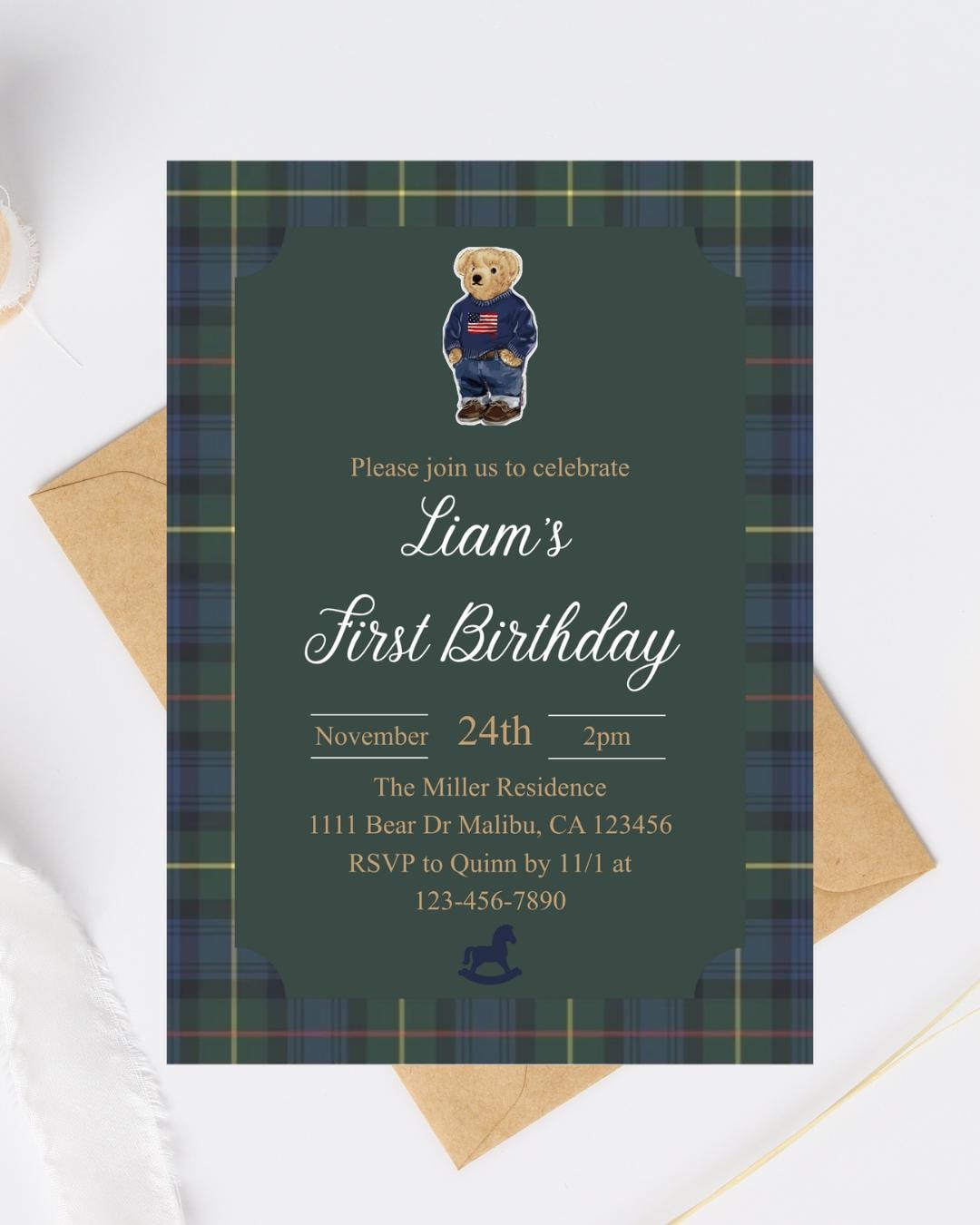 Polo Ralph Lauren Inspired Classic Equestrian Teddy Bear Birthday ...