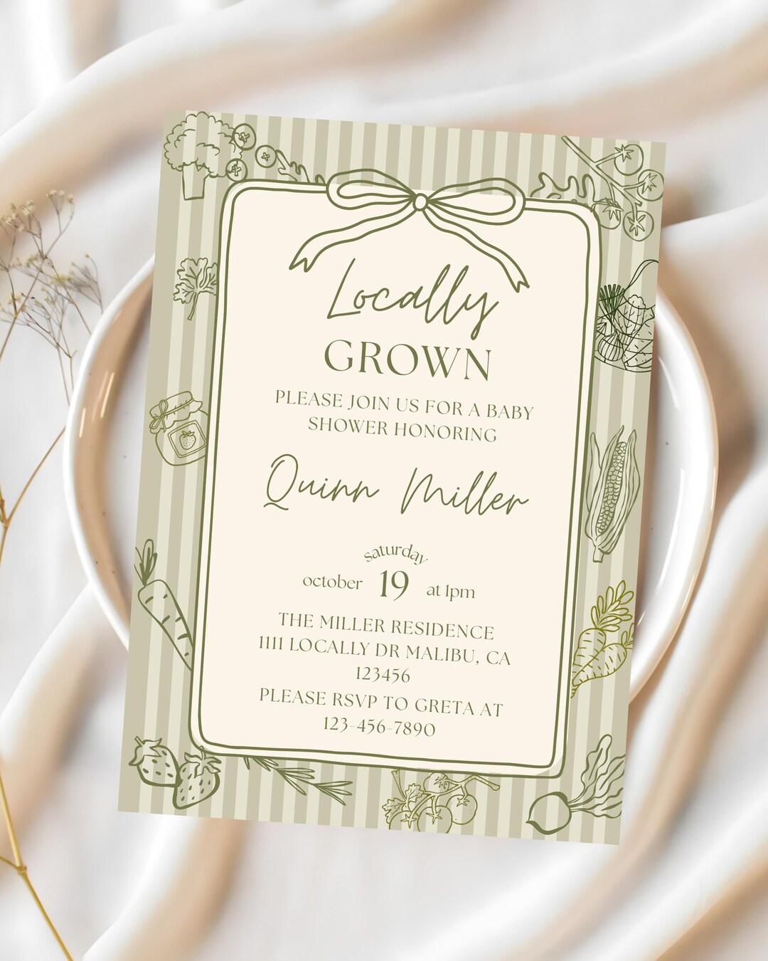 Locally Grown Baby Shower Invitation Template | Farmer’s Market Theme ...