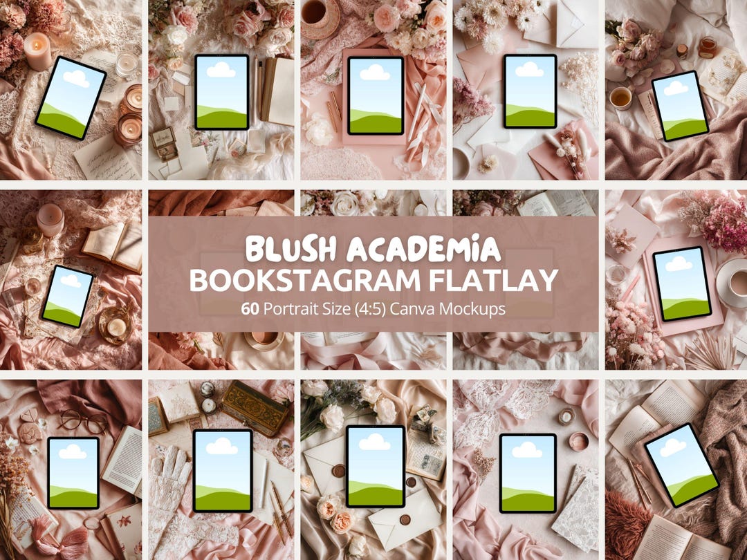 Blush Academia Bookstagram Flatlay | iPad & Tablet Mockup, Ebook ...
