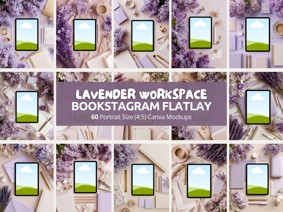 Lavender Muse Workspace Bookstagram Flatlay | Soft Bookish Tablet ...