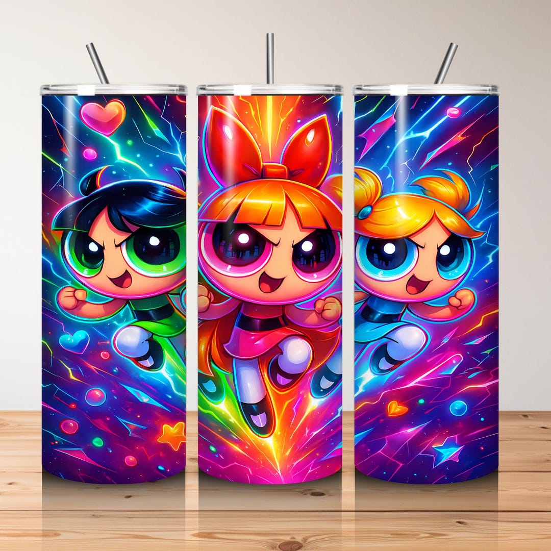 Super Cute Trio | Super Puff Girls | 20oz Skinny Tumbler Sublimation ...