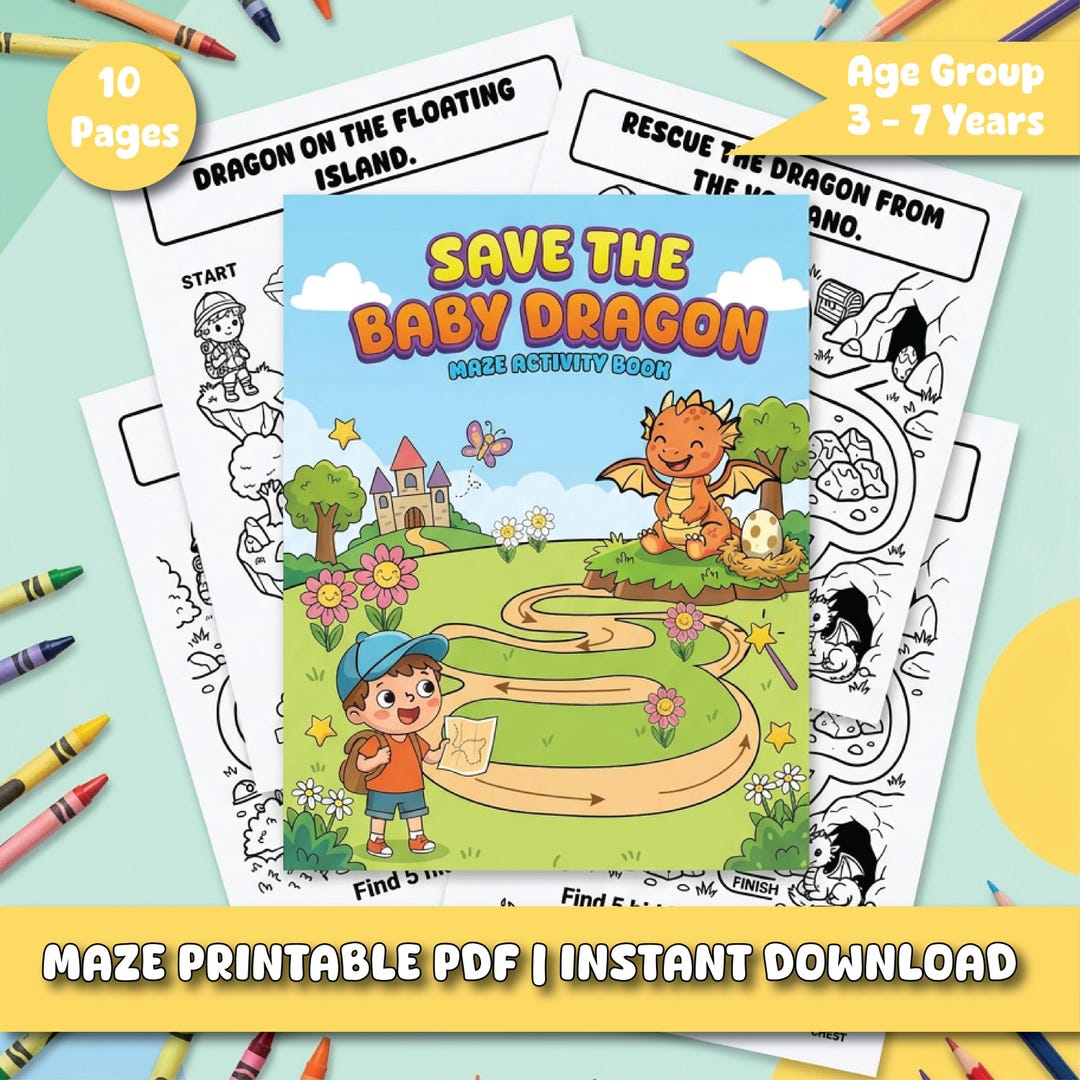 Baby Dragon Maze Printable, Preschool Puzzle Worksheets, Easy Mazes ...