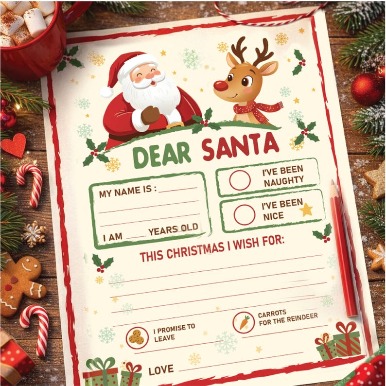 Dear Santa Wish List Printable - Etsy