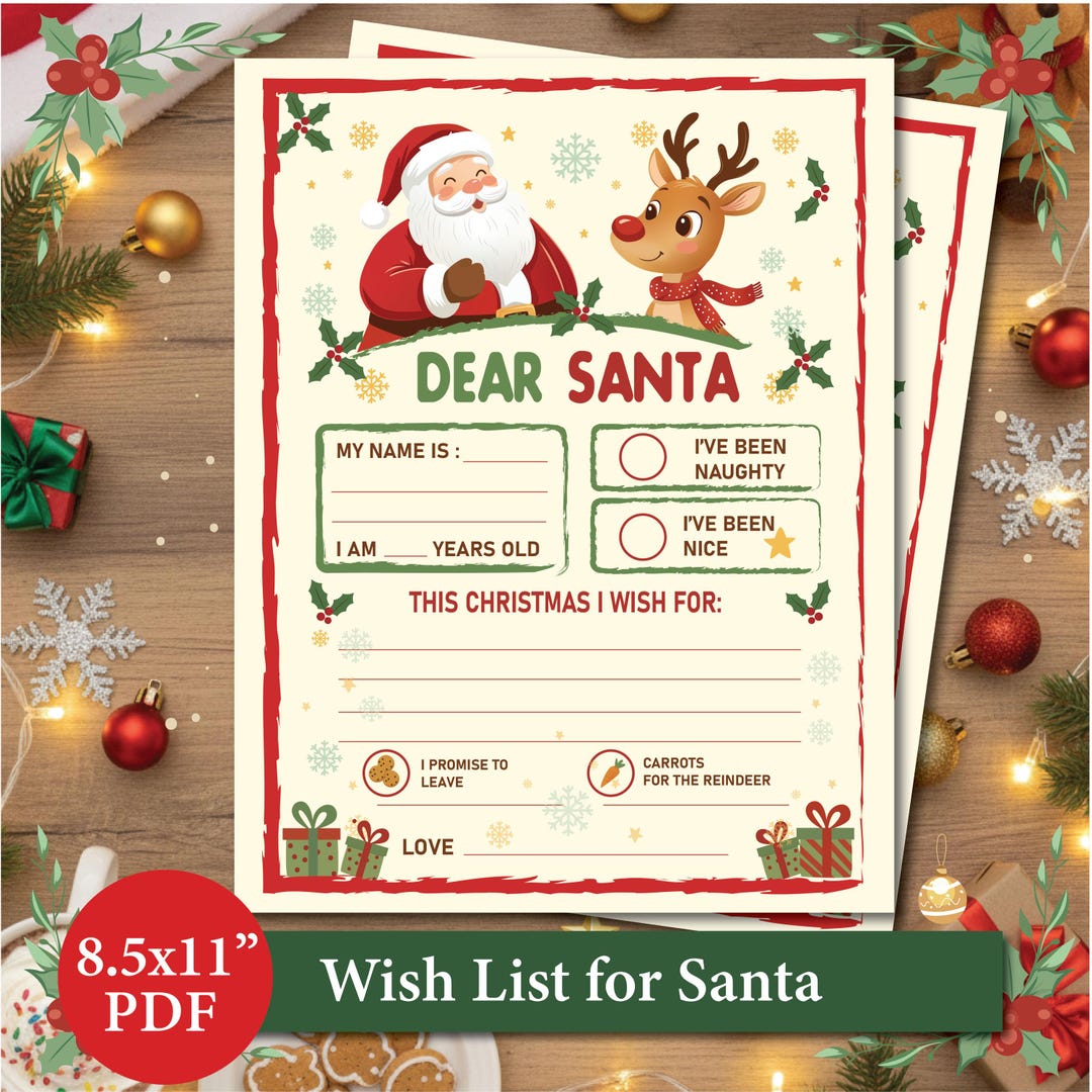 Dear Santa Wish List Printable - Etsy