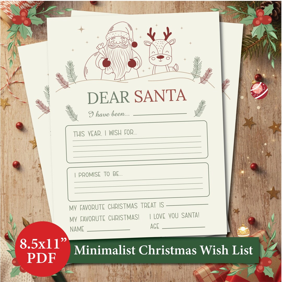 Dear Santa Wish List Printable | Christmas Kids Letter - Etsy Australia