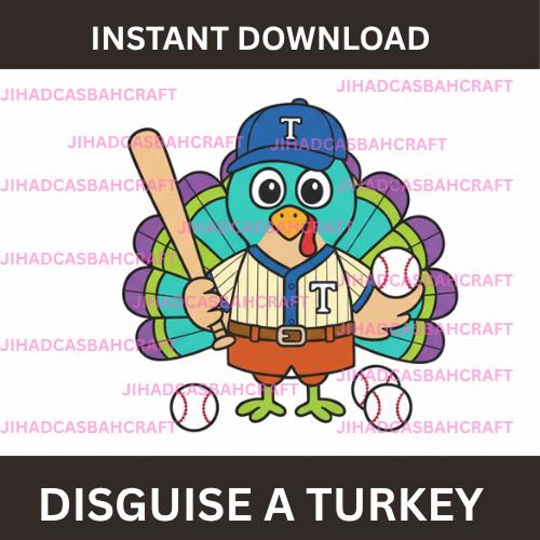 Turkey Disguise Baseball Player Craft Kit | Printable Thanksgiving ...