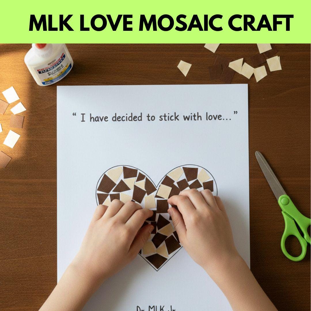 MLK Love Mosaic Craft | Martin Luther King Jr Day Activity for Kids ...