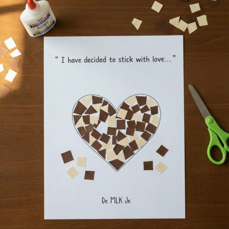 MLK Love Mosaic Craft | Martin Luther King Jr Day Activity for Kids ...