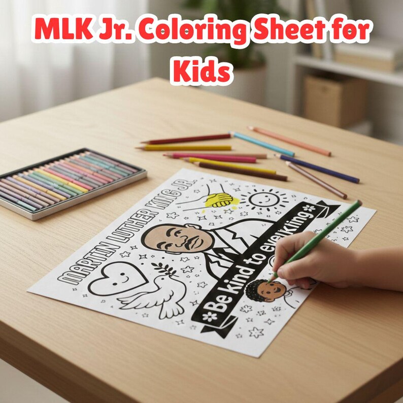 MLK Jr. Coloring Page • Black History Month Kids Activity (PDF ...